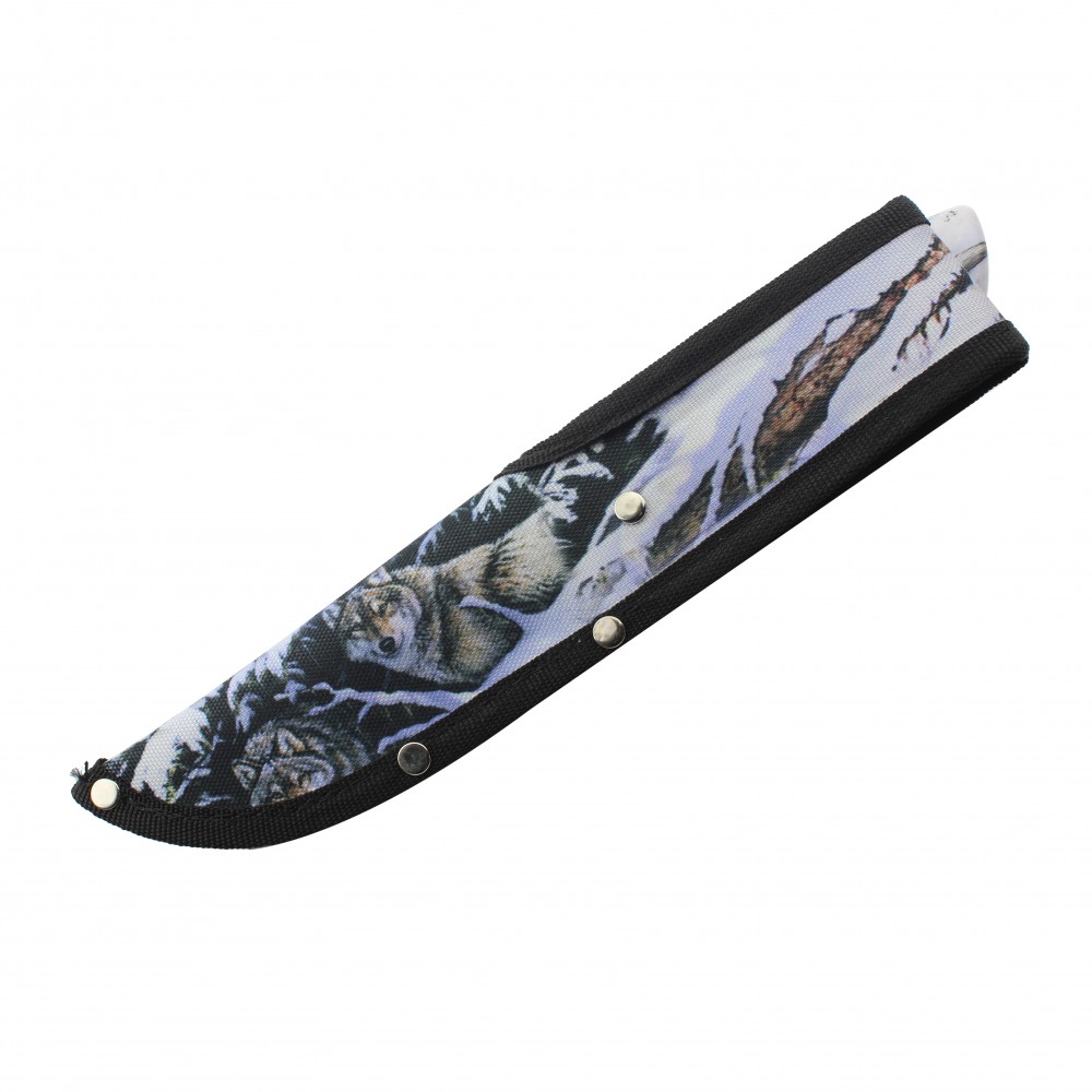 Wolf Fantasy Hunting Knife with Sheath 10" overall.