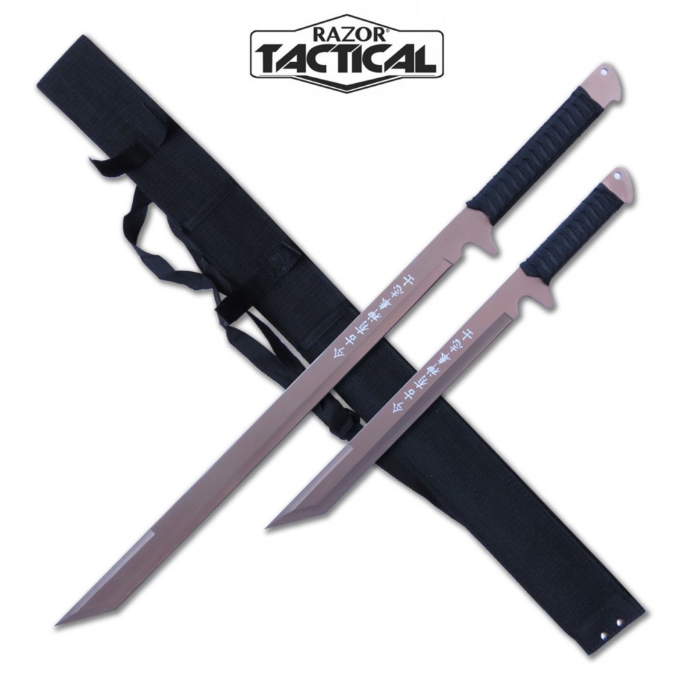 SILVER 28" & 18" MACHETE SET WITH SHEATH (12/cs)